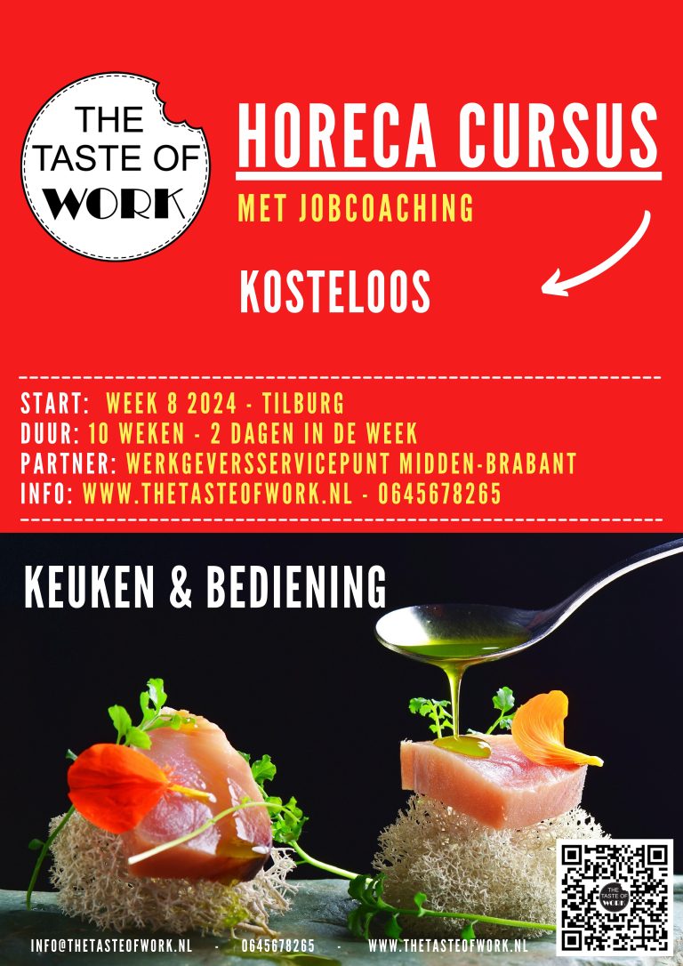 Start gratis horeca cursus met jobcoaching bij The Taste of Work - Wegwijzer Werk en Inkomen